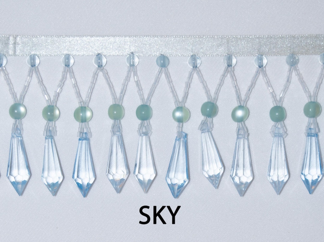 2 3/4" Acrylic Beaded Fringe Trim W/ Accent Seed Beads. From Early ...