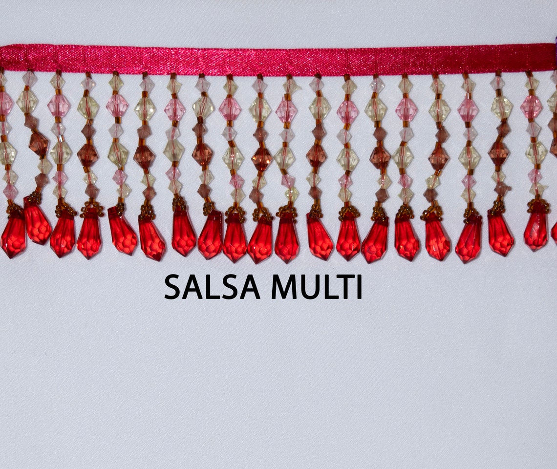 2 7/8" Acrylic Bead Fringe Trim W/teardrop&diamond Shape Beads. Early ...