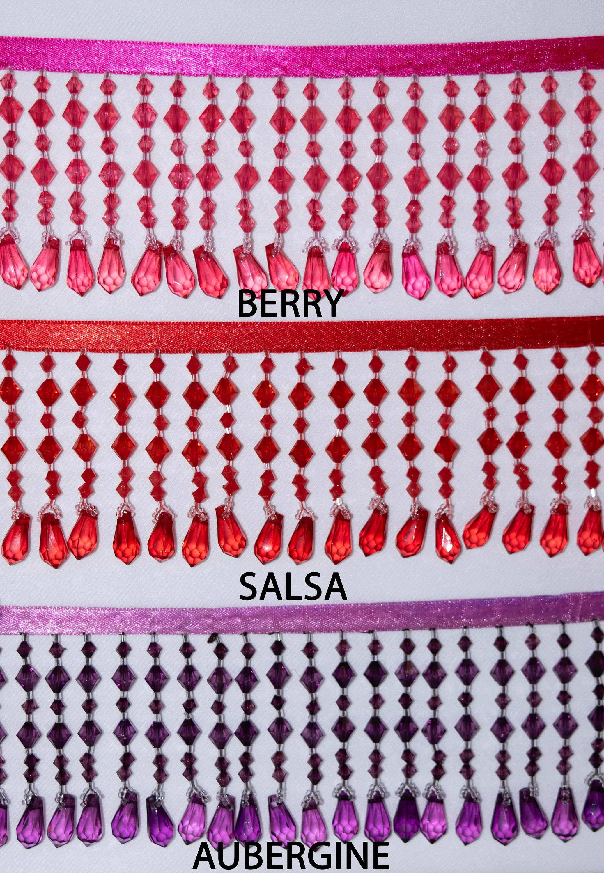 2 7/8" Acrylic Bead Fringe Trim W/teardrop&diamond Shape Beads. Early ...