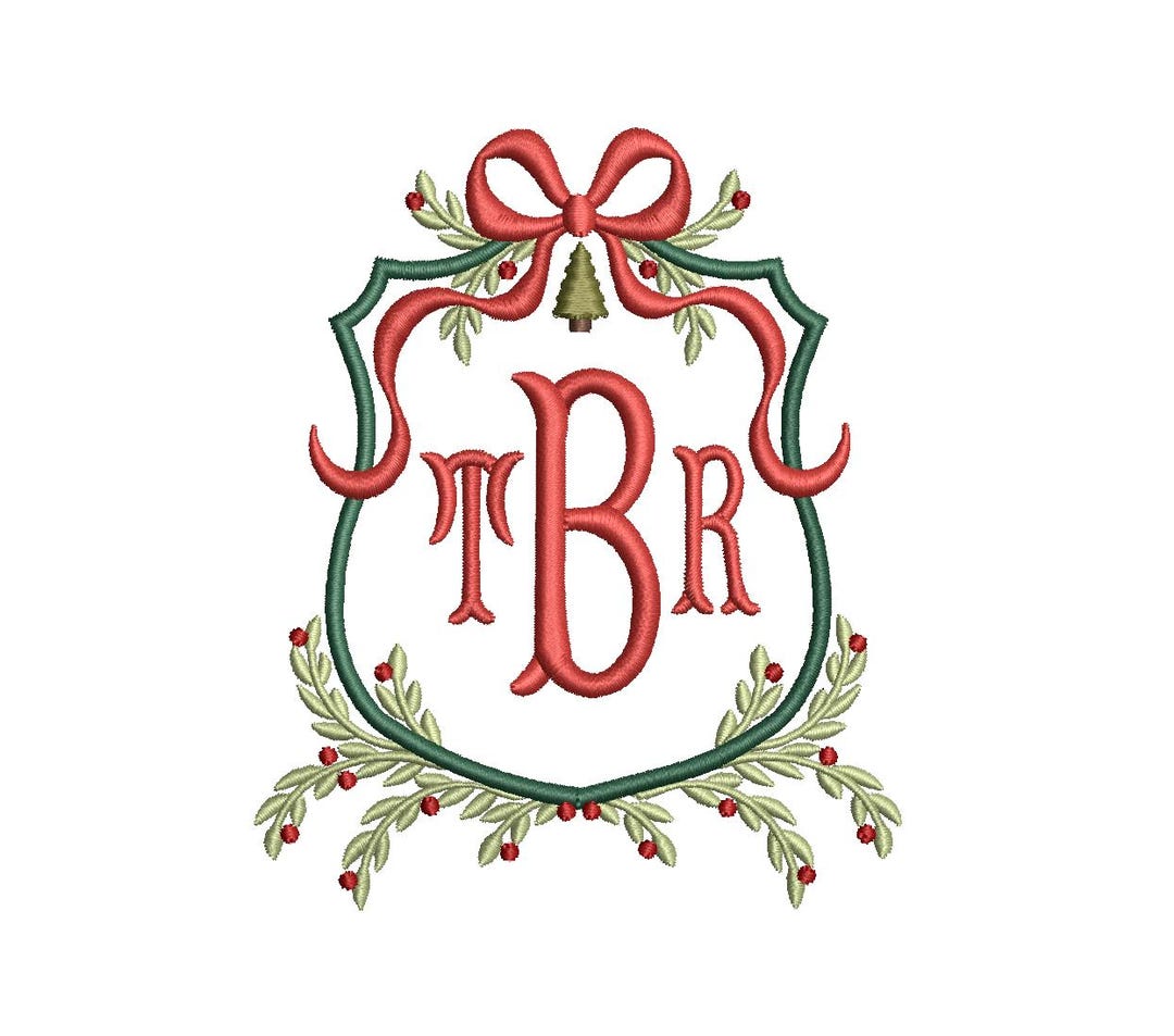Christmas Tree Monogram Frame PES DST JEF ++ Machine Embroidery Design ...