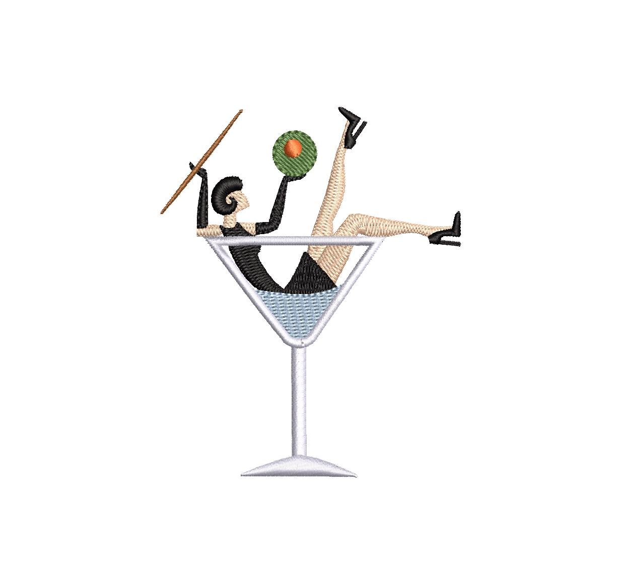 Lady in a Martini PES DST JEF ++ Machine Embroidery Design, 6 Sizes ...