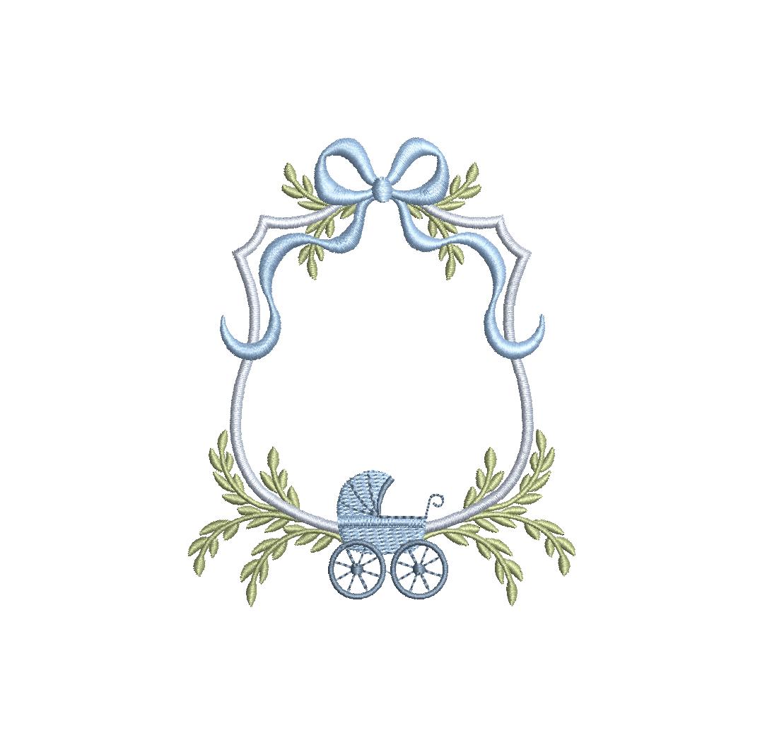 Baby Stroller Monogram Frame PES DST JEF ++ Machine Embroidery Design ...