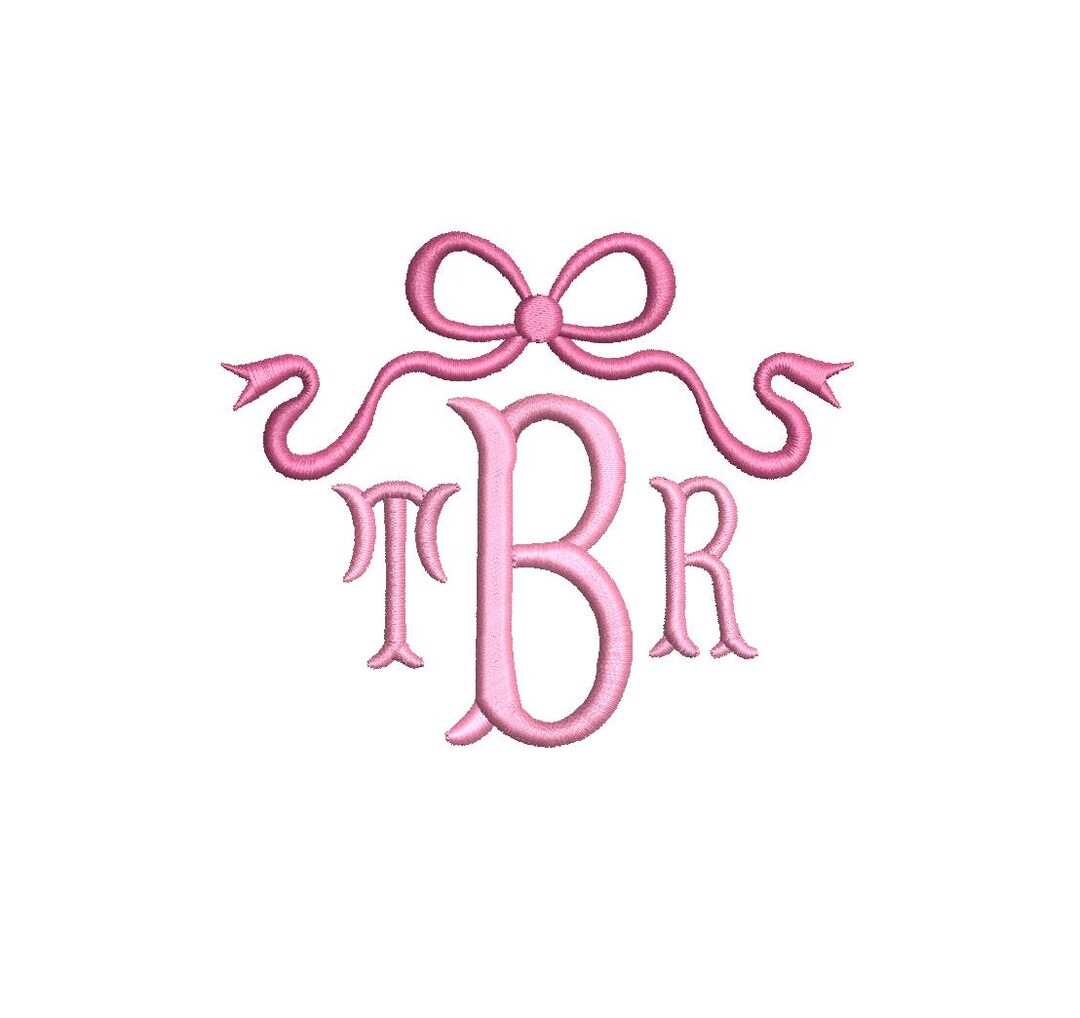 Ribbon Bow Monogram Frame PES DST JEF ++ Machine Embroidery Design, 7 ...
