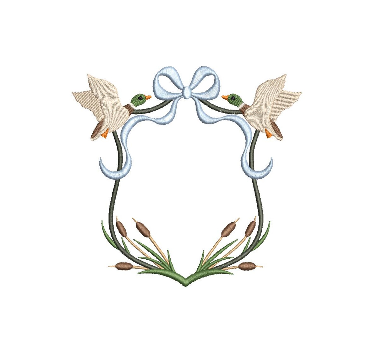 Mallard Duck Crest Monogram Frame PES DST JEF ++ Machine Embroidery ...