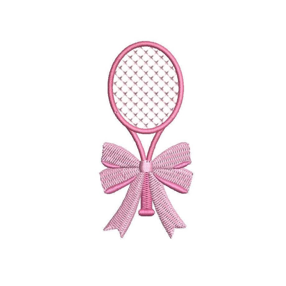 Tennis Racket With Bow PES DST JEF ++ Machine Embroidery Design, 7 ...