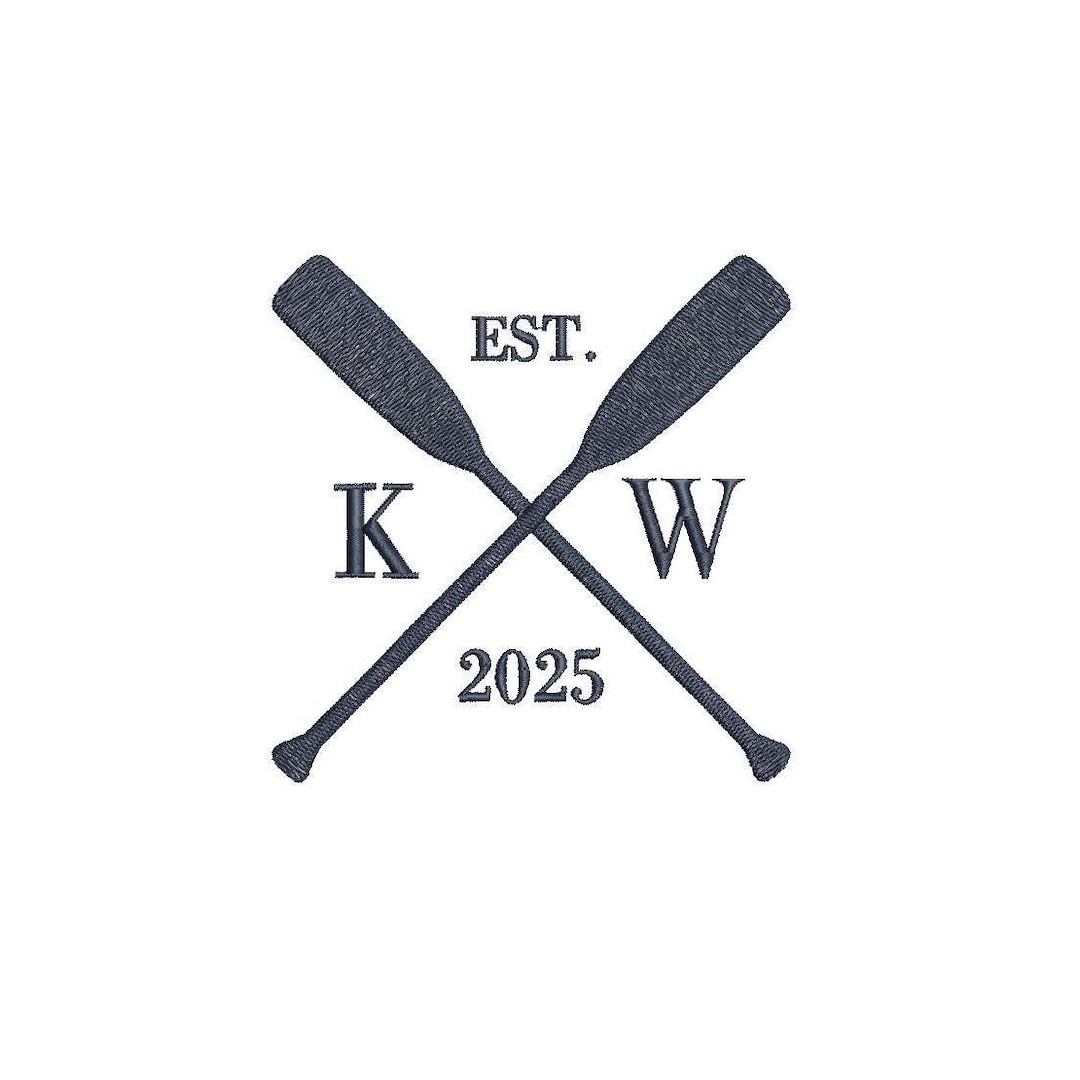 Crossed Oar Monogram Frame PES DST JEF ++ Machine Embroidery Design, 5 ...