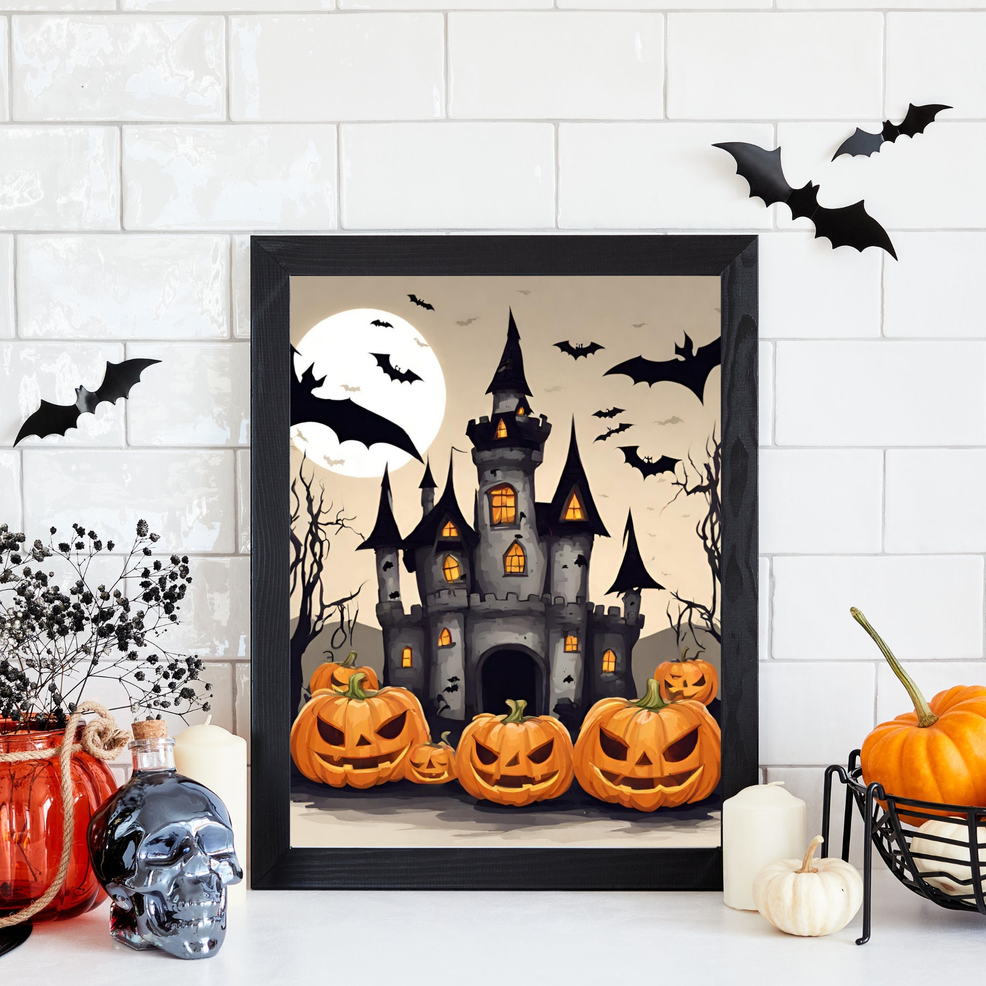Spooky Printable Halloween Castle Wall Art Poster & Decor, Spooky ...