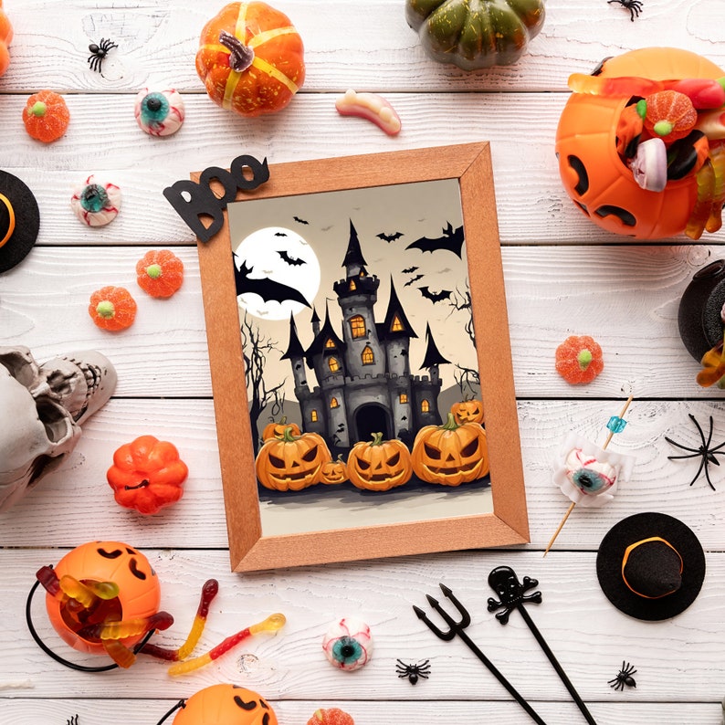 Spooky Printable Halloween Castle Wall Art Poster & Decor, Spooky ...