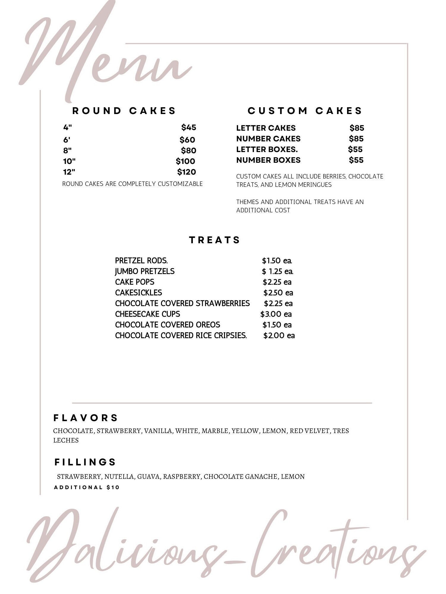Custom Menu - Etsy