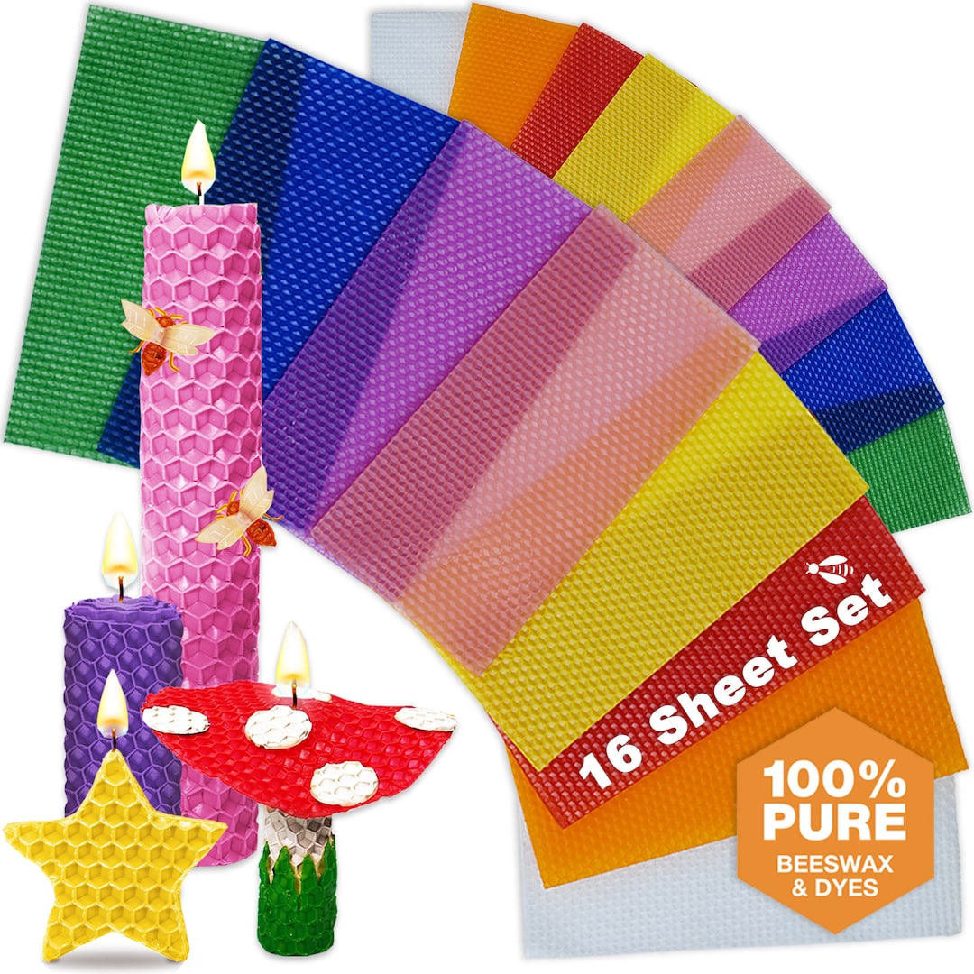 Kids Beeswax Candle Making Kit - 100% Pure Bees Wax (16 Multicolor ...