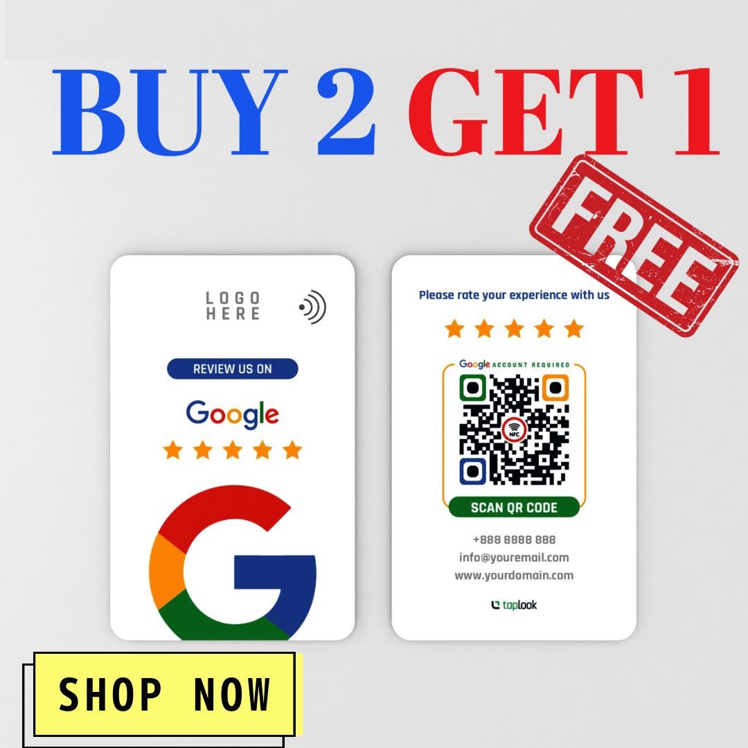 Custom NFC Review Cards, Made With Your Business Logo, Custom Business ...