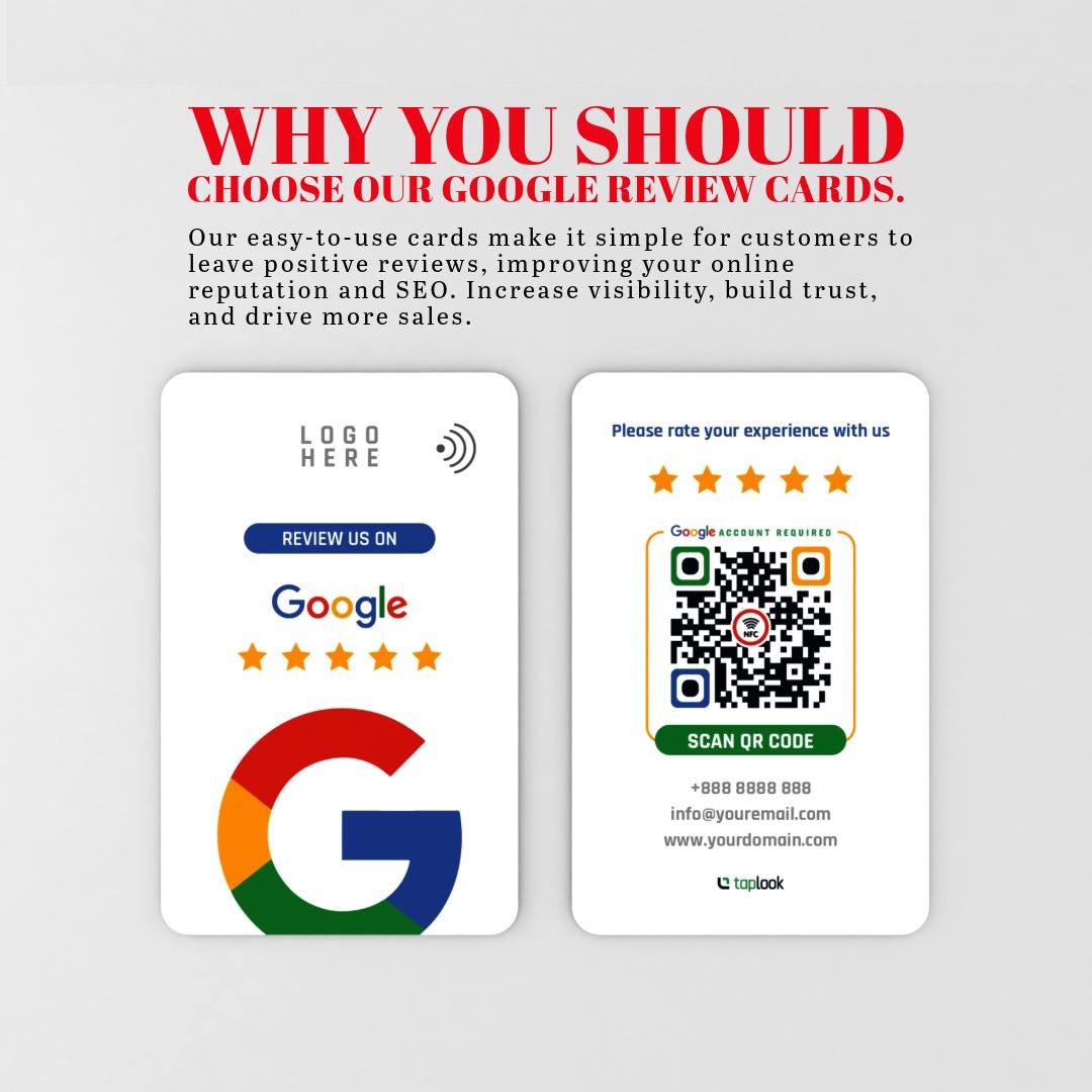 Custom NFC Review Cards, Made With Your Business Logo, Custom Business ...