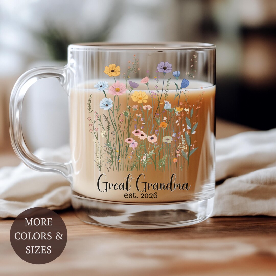 New Grandma Mug Personalized First Time Grandmother Gift Nanna Flower ...