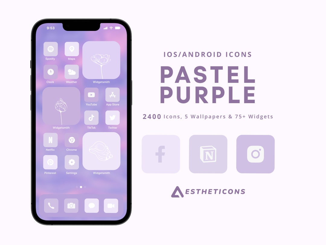 2400 Pastel Purple iPhone App Icons, With Aesthetic Wallpapers and ...