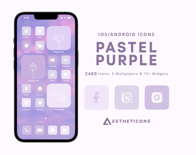 Lavender Ios App Icon Pack | 300 Unique Icons in 4 Colors Each + 20 ...