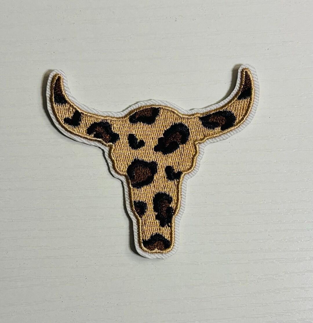 Western Cowboy Cattle Head Patch, Leopard Print Iron On, DIY Patch ...