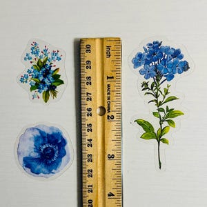 50 Pack of Transparent Flower Blue Themed Stickers - Etsy