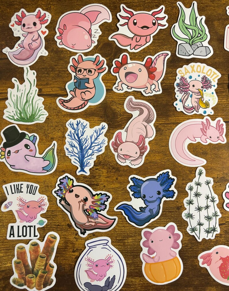 Axolotl Stickers 50 Pack, Vinyl Decals for Laptops, Water Bottles - Etsy