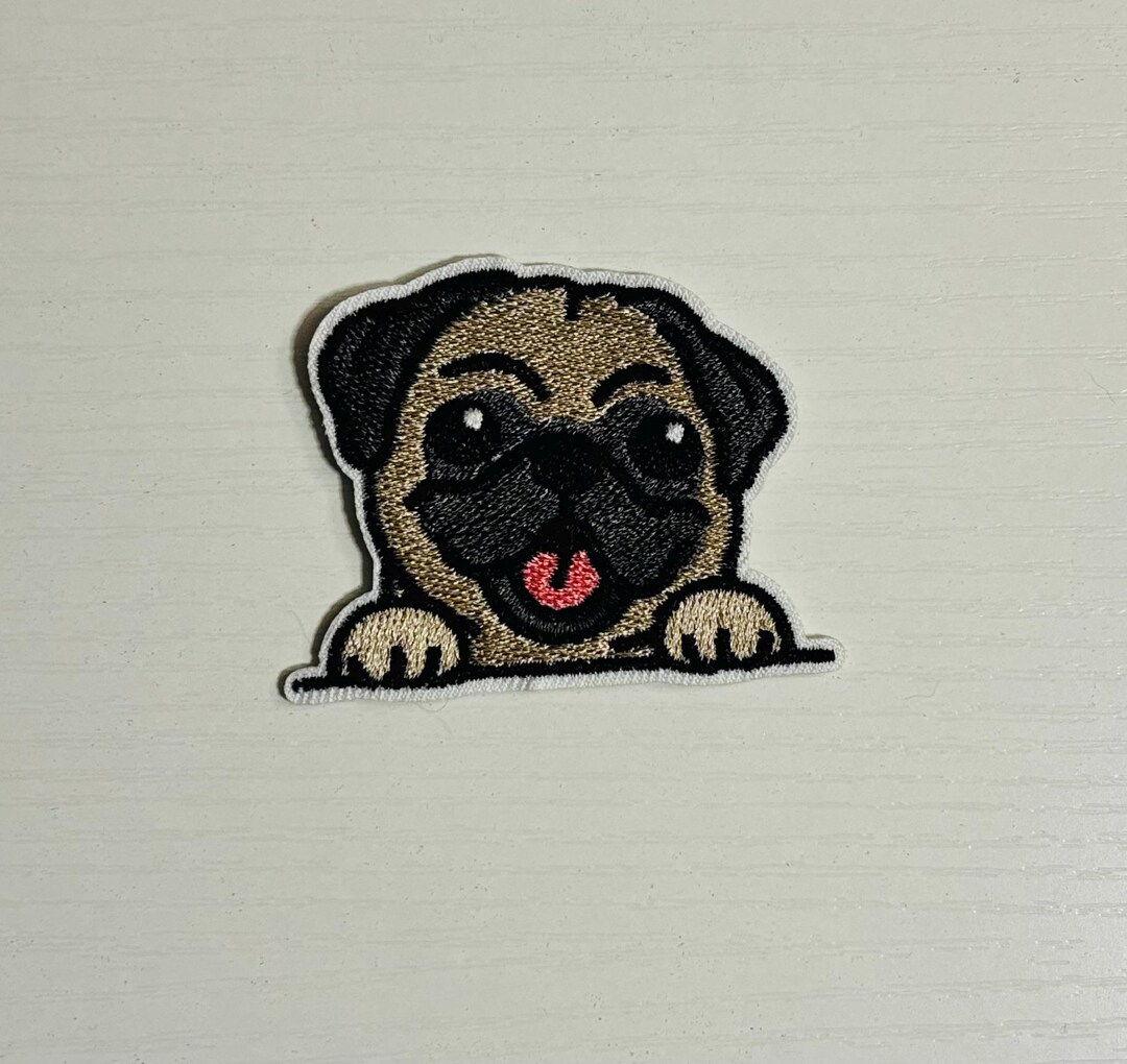 Pug Dog Patch, Iron On, DIY Patch, Craft Applique Clothing, Jacket ...