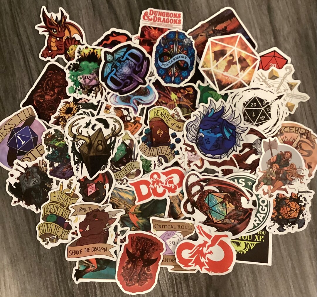 50 Pack of Dungeon and Dragons Themed Stickers - Etsy