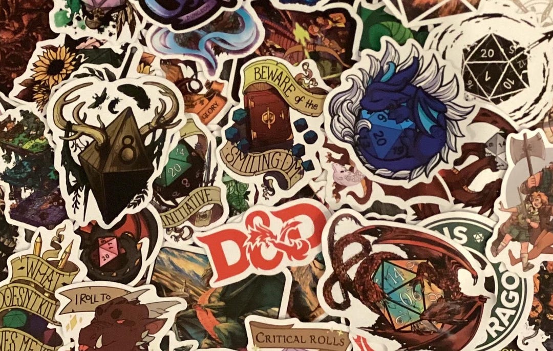 50 Pack of Dungeon and Dragons Themed Stickers - Etsy