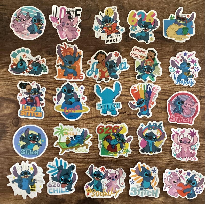 50 Pack of Cartoon Stitch Themed Stickers - Etsy