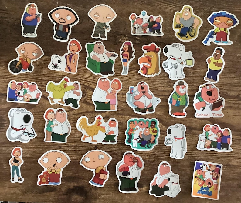 50 Pack of Cartoon Family Guy Themed Stickers - Etsy
