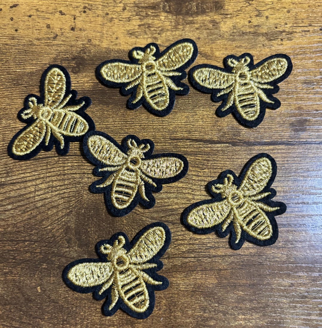 6 Bee Patches, Iron On, DIY Patch, Craft Applique Clothing, Jacket ...
