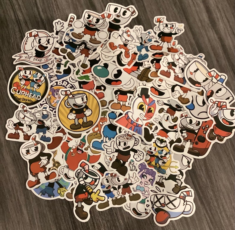 50 Pack of Cuphead Themed Stickers - Etsy