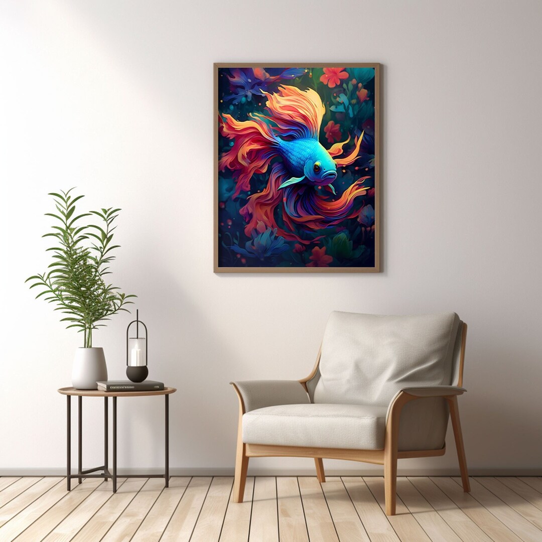 Chromatic Currents Multiple Size Poster Betta Fish Art - Etsy