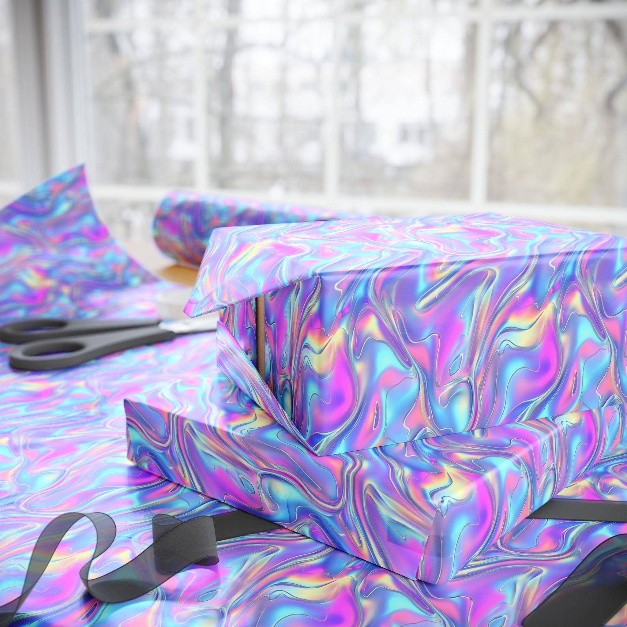Y2K Holographic Dream Wrapping Paper | Iridescent Hologram Vibes for ...