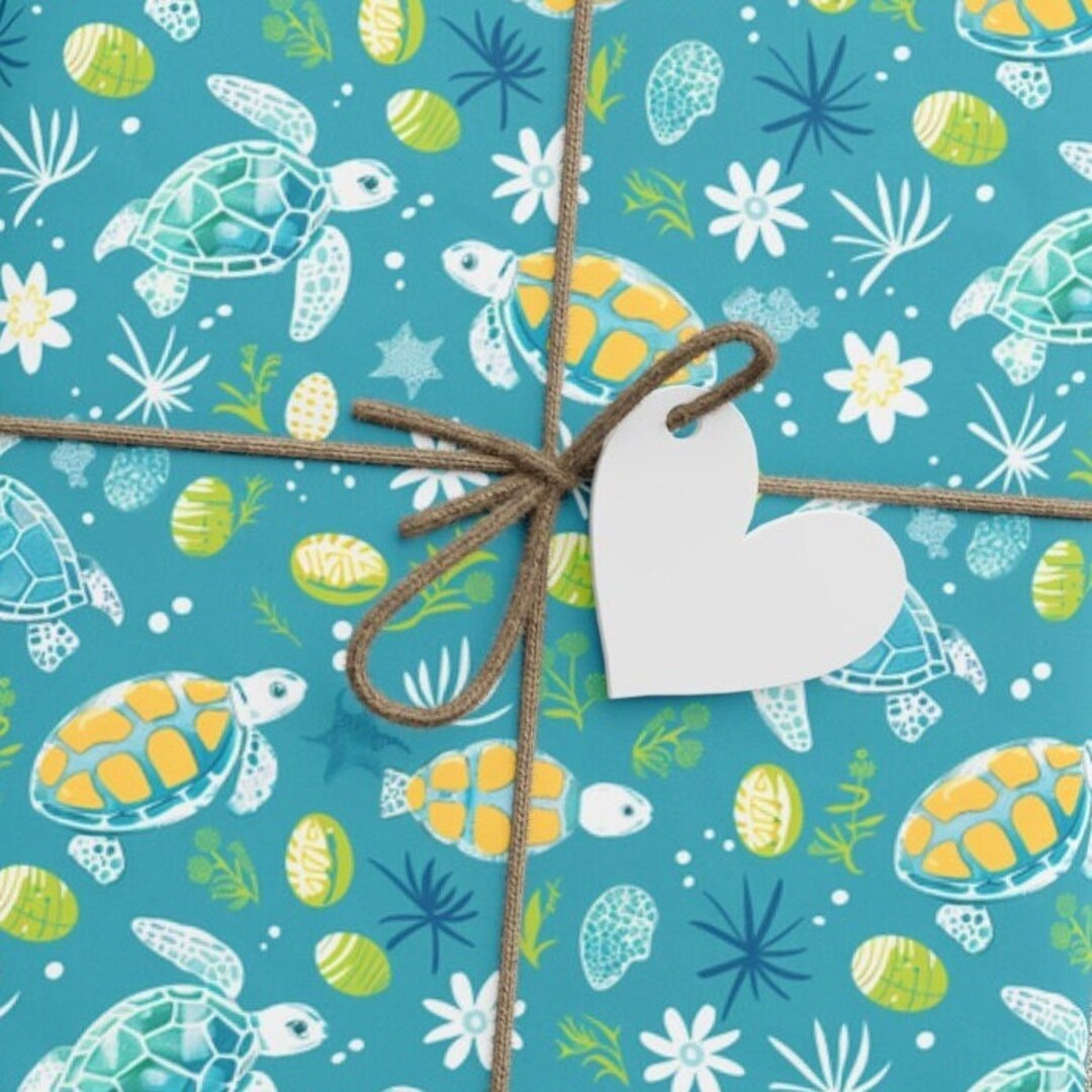 Eggscellent Ocean Adventure - Sea Turtle Easter Wrapping Paper | 3 ...