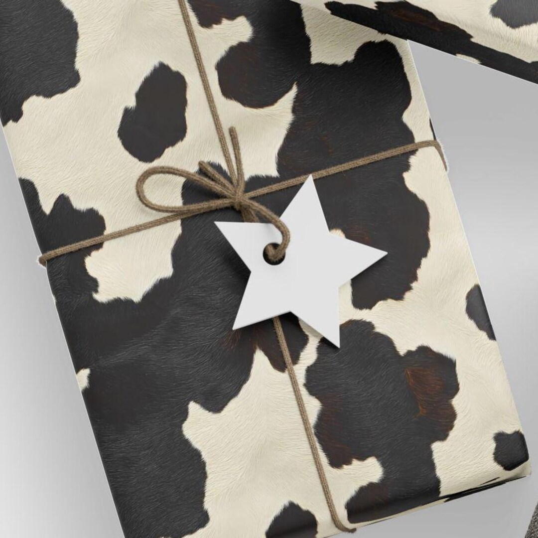 Cow Print Wrapping Paper Roll | Black and White Faux Cowhide Pattern ...