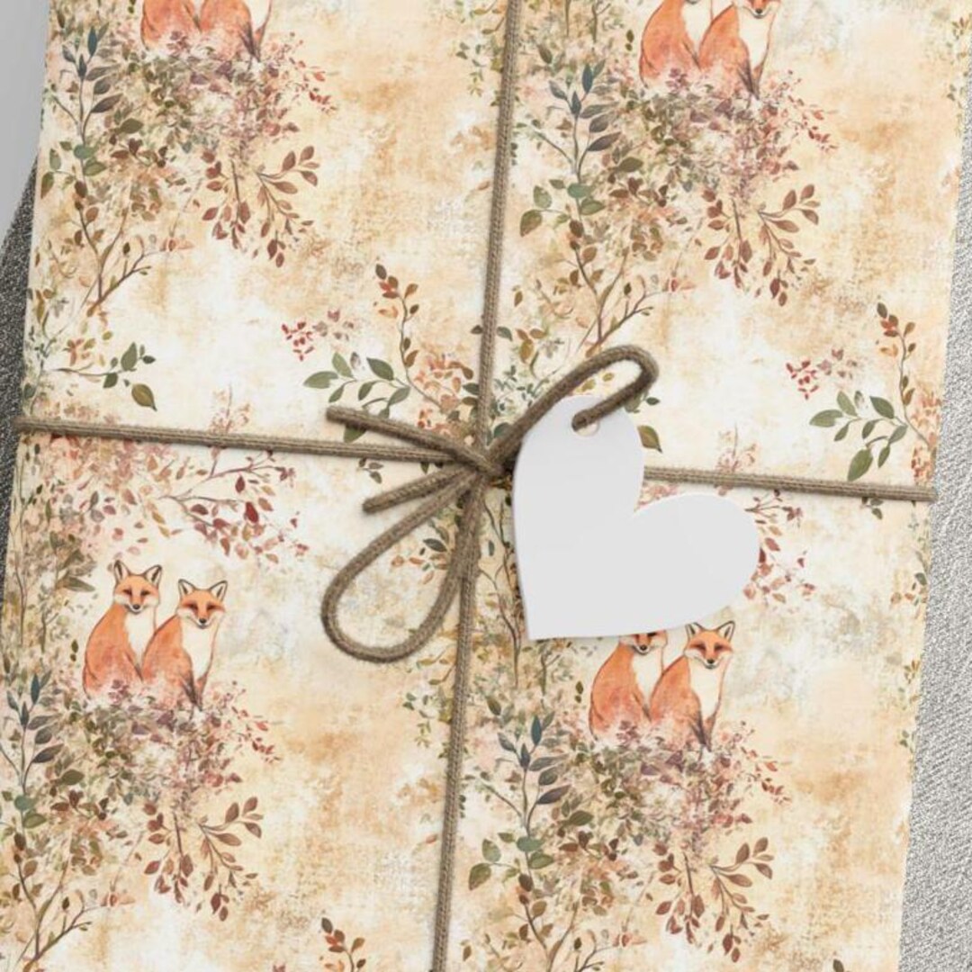 Vintage Fox Wrapping Paper | Woodland Animal Gift Wrap With Faded ...