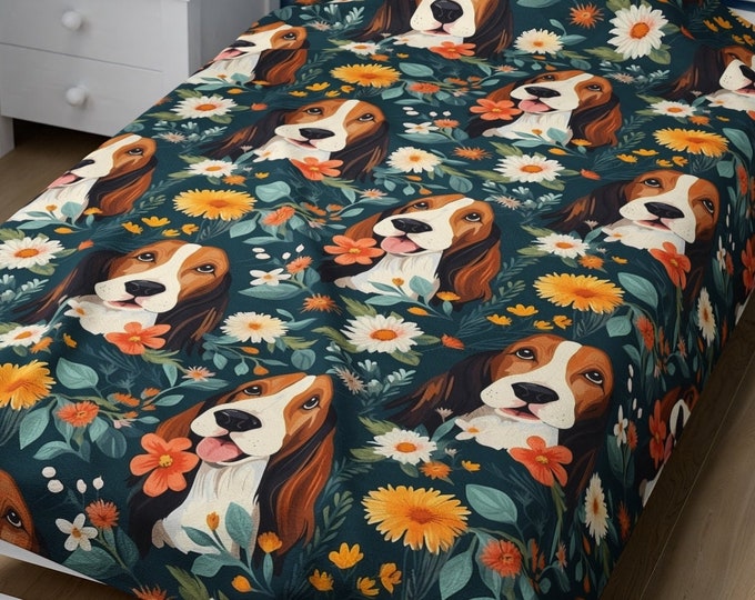 Basset Hound Gift for Basset Lover Faux Patchwork Soft Lightweight ...