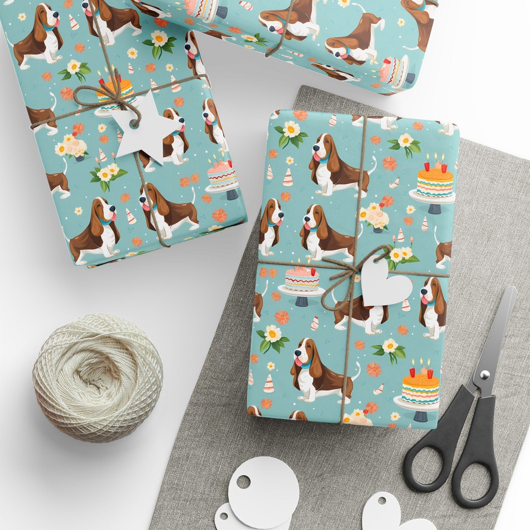 Another Year Older Still Long in the Ears Wrapping Paper | Basset Hound ...