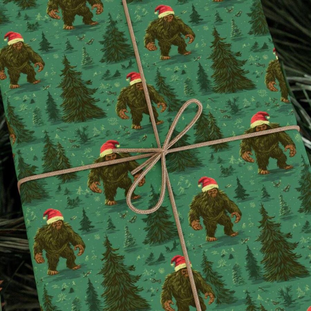 Sleigh What You Saw Wrapping Paper Roll | Bigfoot Cryptid Christmas ...