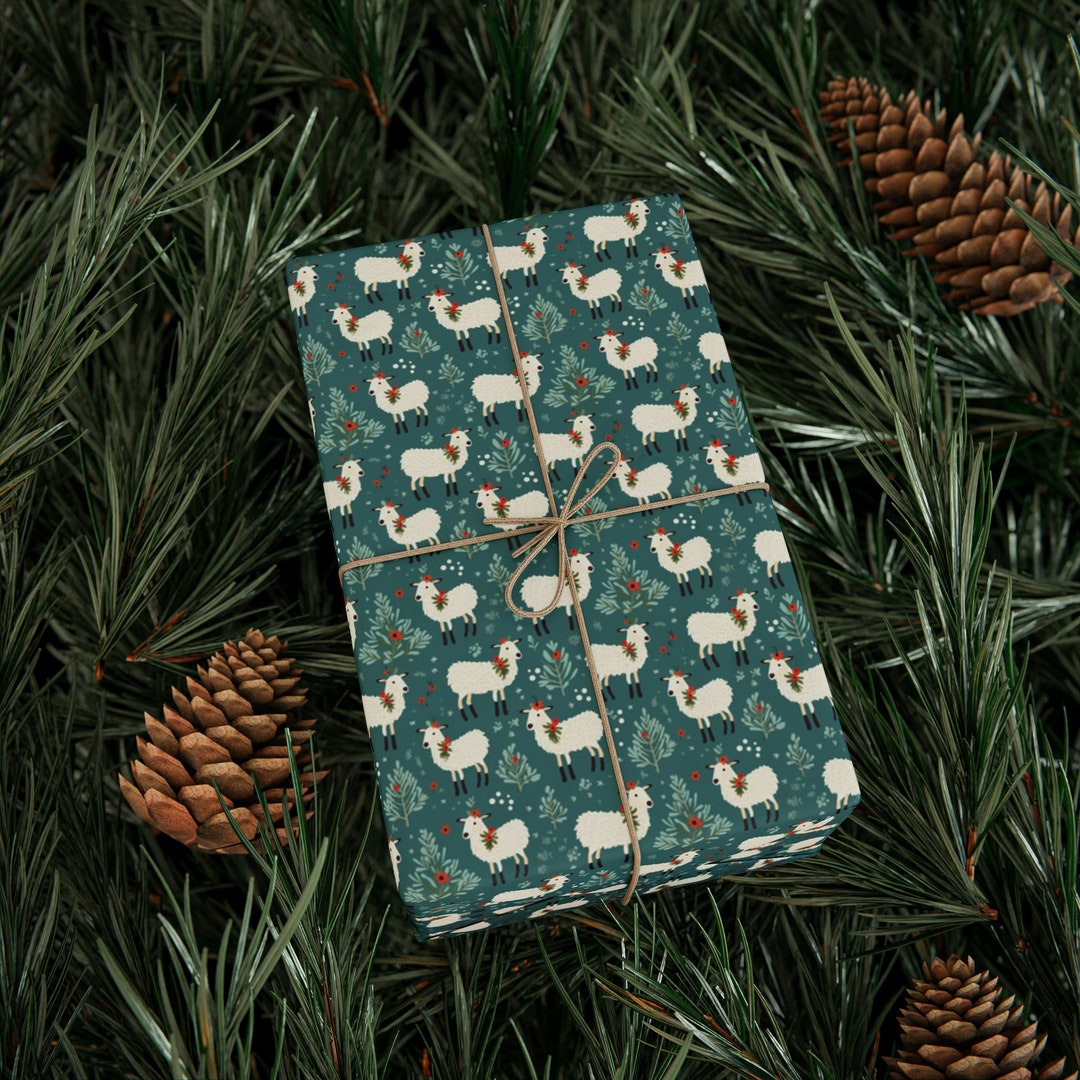 Charming Sheep Christmas Gift Wrapping Paper – Festive & Cute Design ...