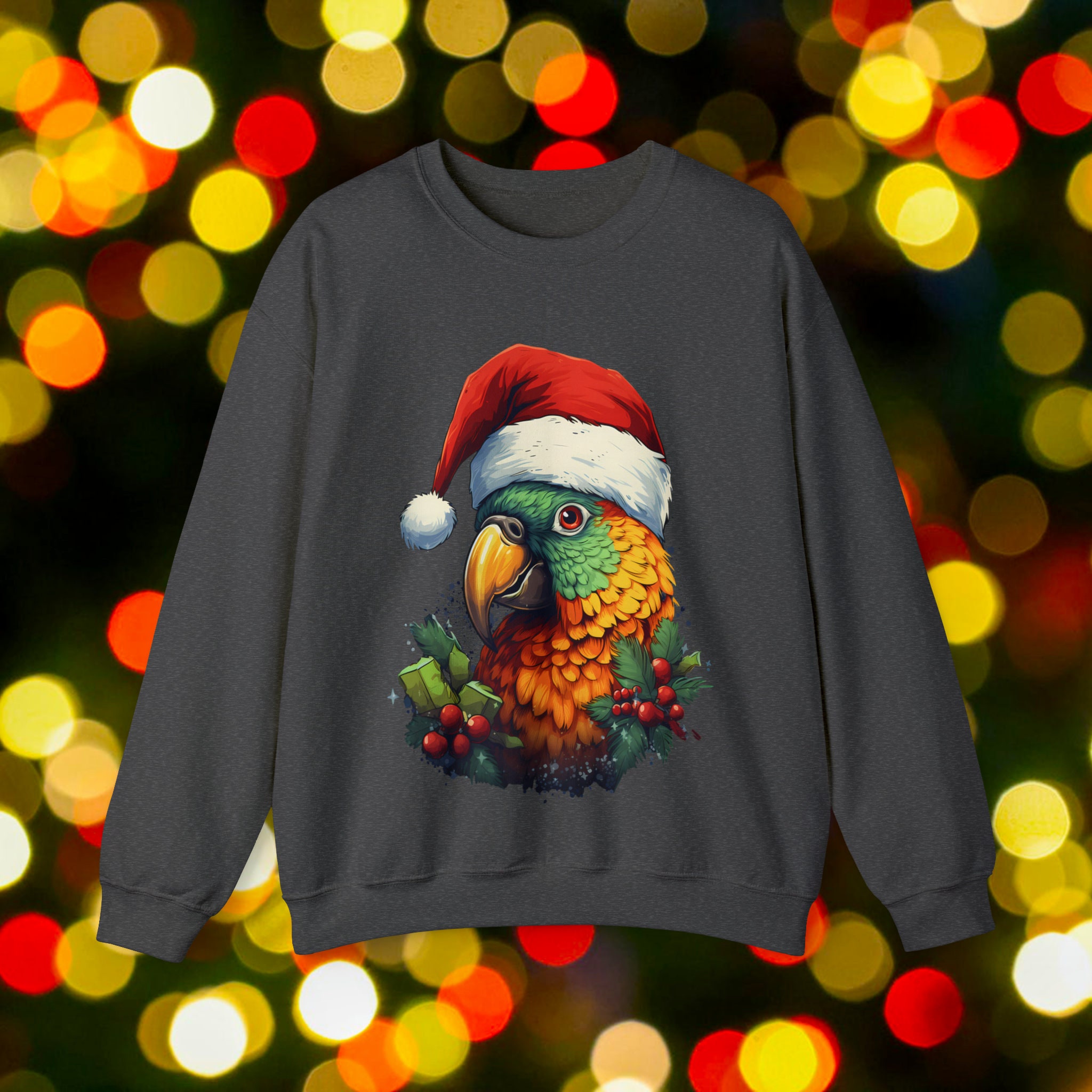 Festive Feathers Parrot Christmas Crewneck Sweatshirt - Etsy