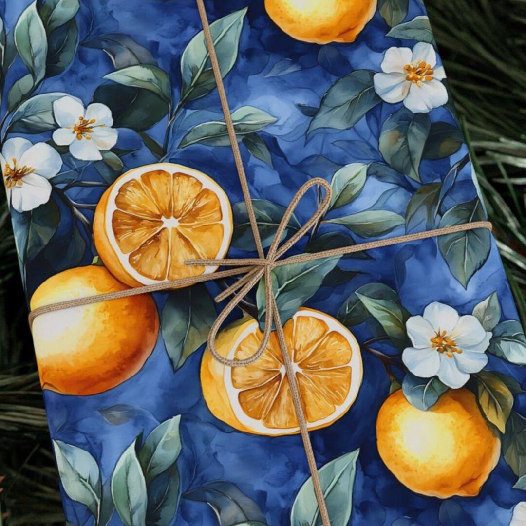 Lemon Wrapping Paper Roll: Mediterranean Watercolor Gift Wrap - Etsy