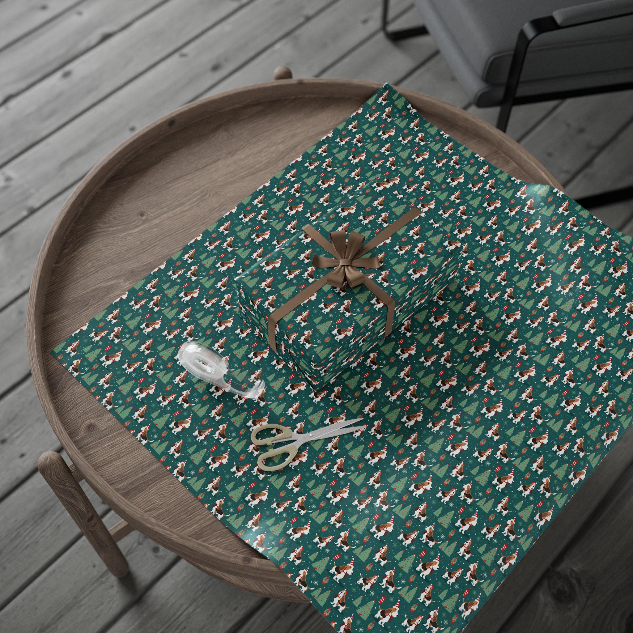 Long Ears Big Cheer Wrapping Paper Basset Hound Christmas Dog Gift Wrap ...
