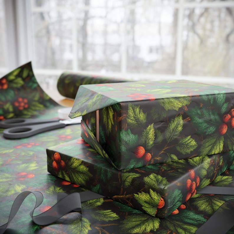 Hex the Halls Wrapping Paper Roll | Witchy Christmas Gift Wrap With ...