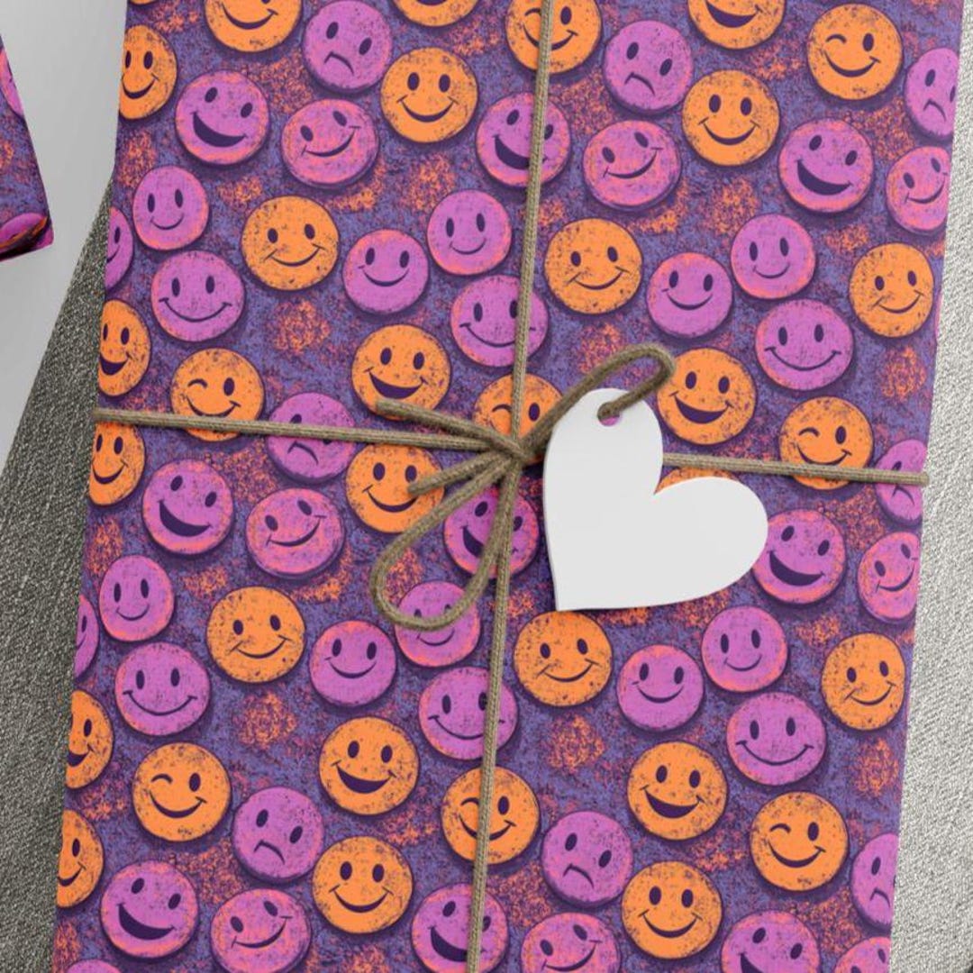 Vaporwave Smiley Face Wrapping Paper | Retro Grunge 90s Y2K Style Gift ...