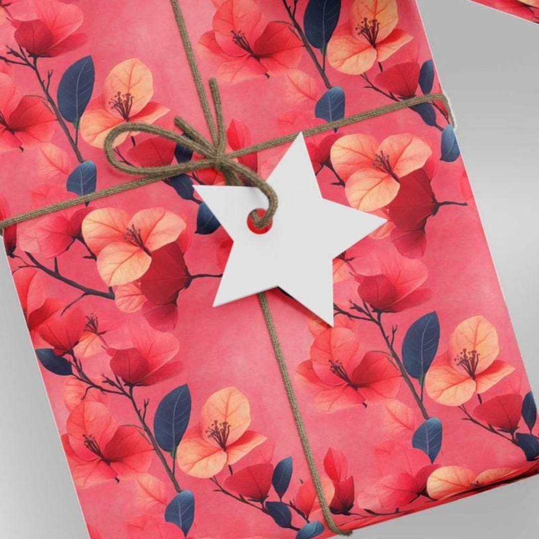 Guam Bougainvillea Wrapping Paper | Bold Pink Tropical Gift Wrap ...