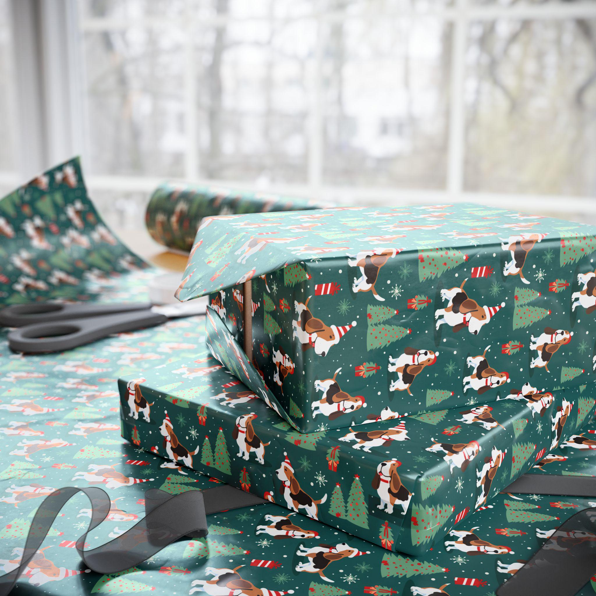 Long Ears Big Cheer Wrapping Paper Basset Hound Christmas Dog Gift Wrap ...
