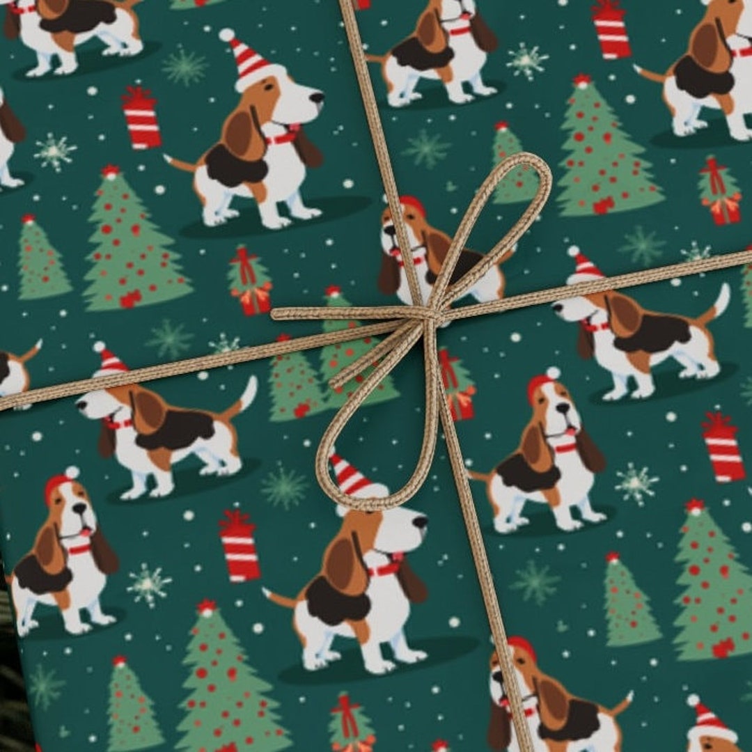 Adorable Basset Hound Christmas Gift Wrapping Paper - Etsy