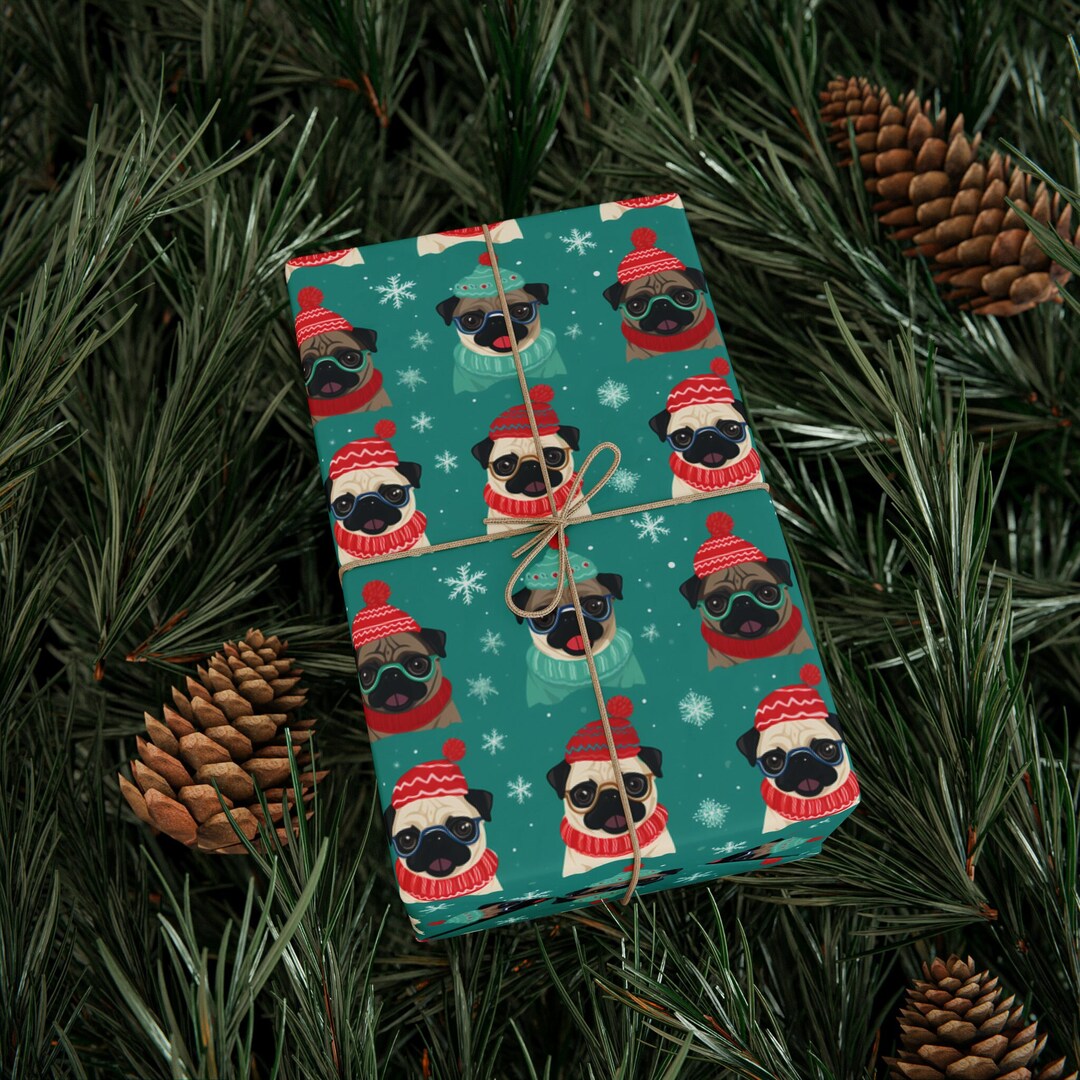 Adorable Pugs Christmas Gift Wrapping Paper - Etsy