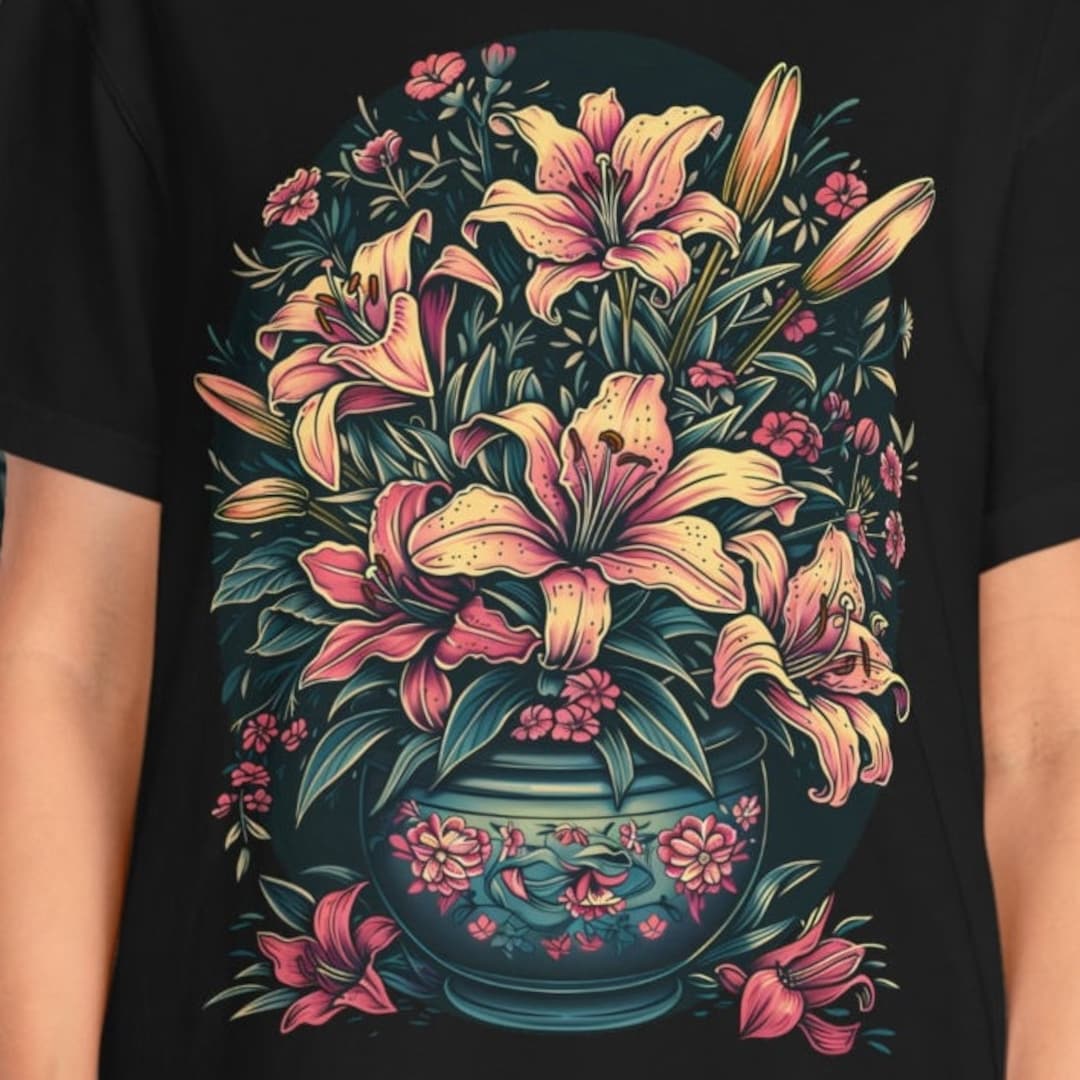Lush Lily Bouquet Tee: Adorable Shirt With Yellow & Red Lilies in ...