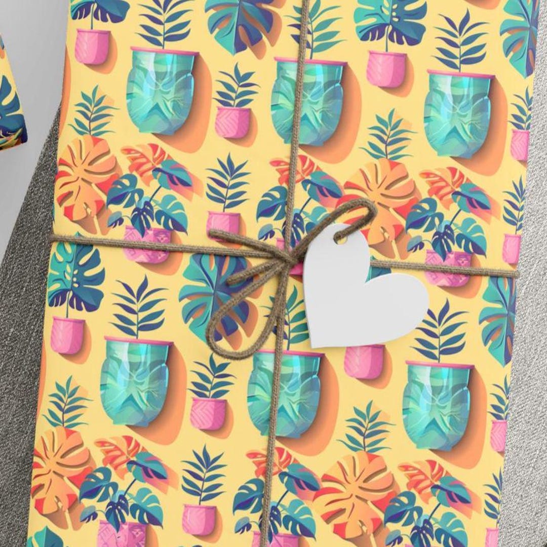 Monstera Plant Wrapping Paper Roll | Colorful Houseplant Gift Wrap With ...