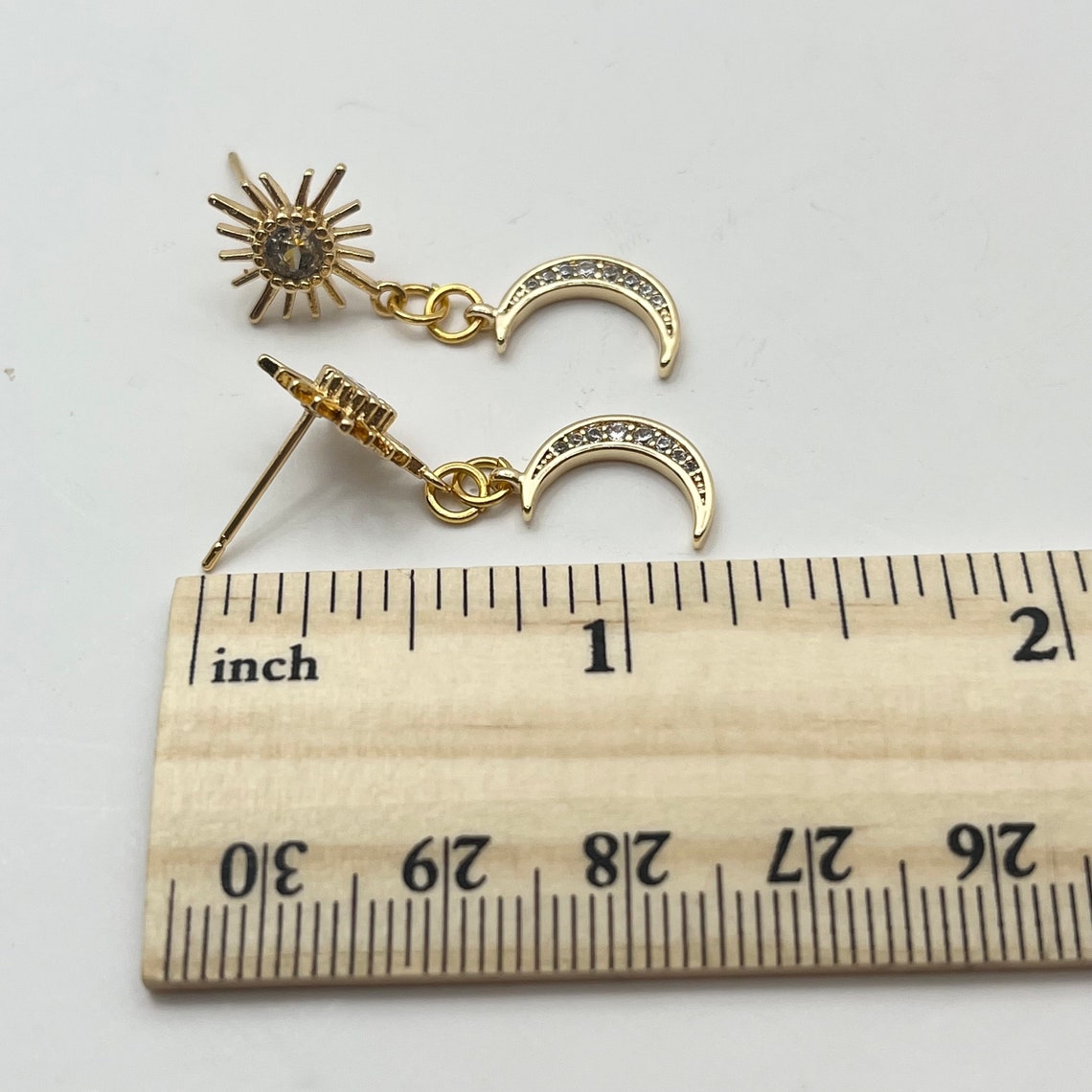 Sun and Moon Earrings Moon Dangle Earrings Stud Sun Earrings Gold Celestial Earrings Space ...